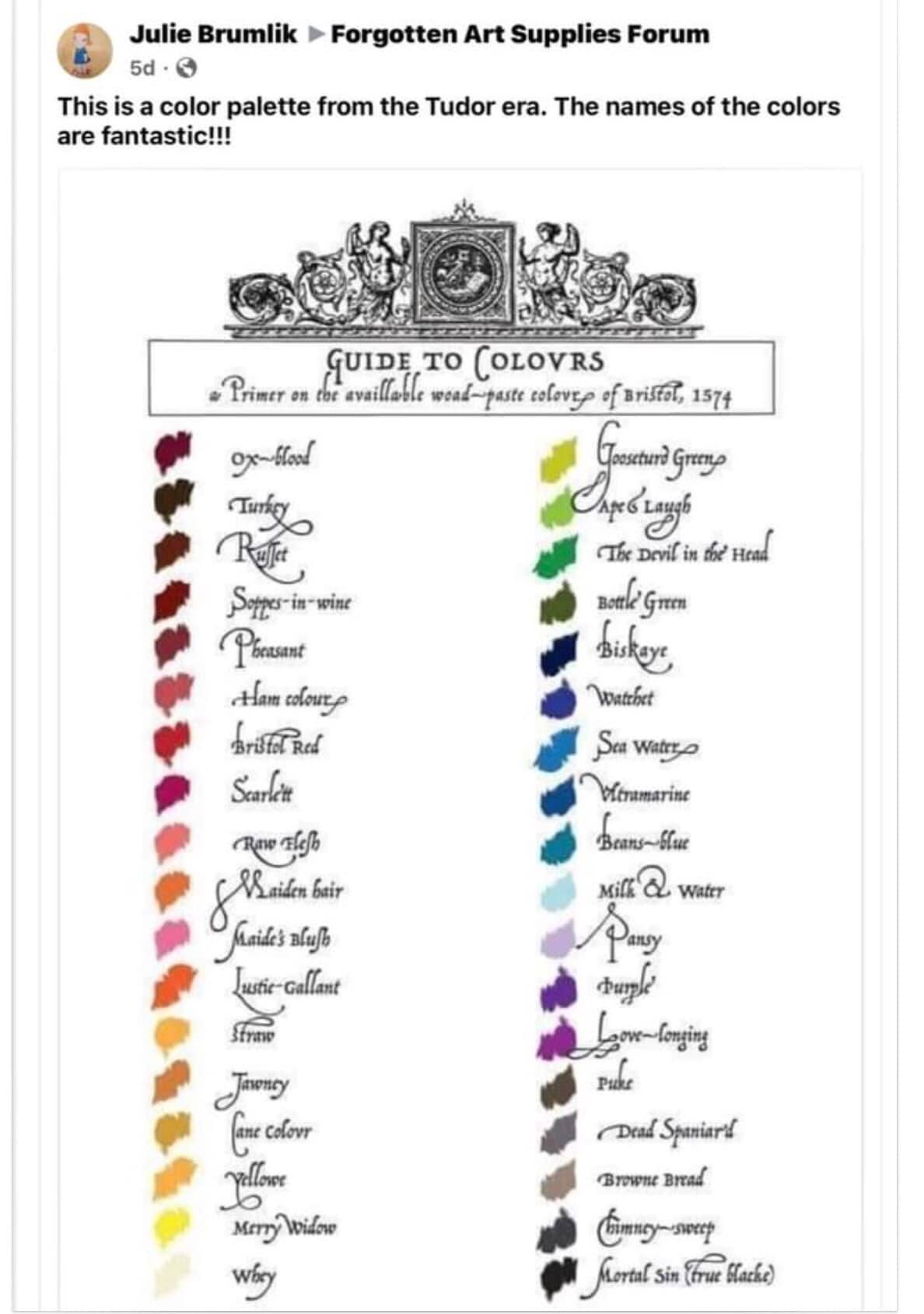 Tudor era color names – Bonaramis Blog and Portfolio